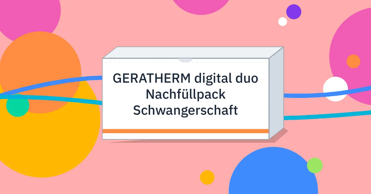 Symbolbild: Packung mit der Aufschrift GERATHERM digital duo Nachfüllpack Schwangerschaft (PZN 19179645) – Verfügbarkeit und Bezug in Apotheken in Frankfurt am Main