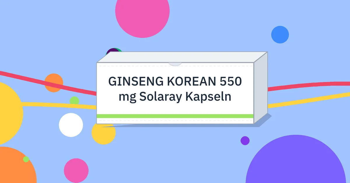 Symbolbild: Packung mit der Aufschrift GINSENG KOREAN 550 mg Solaray Kapseln (PZN 17253900) – Verfügbarkeit und Bezug in Apotheken in Frankfurt am Main