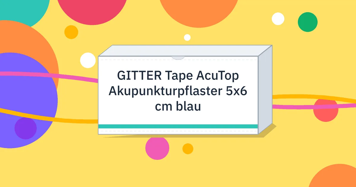Symbolbild: Packung mit der Aufschrift GITTER Tape AcuTop Akupunkturpflaster 5x6 cm blau (PZN 12397333) – Verfügbarkeit und Bezug in Apotheken in Frankfurt am Main
