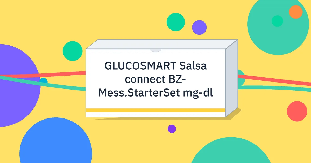 Symbolbild: Packung mit der Aufschrift GLUCOSMART Salsa connect BZ-Mess.StarterSet mg-dl (PZN 15735865) – Verfügbarkeit und Bezug in Apotheken in Frankfurt am Main