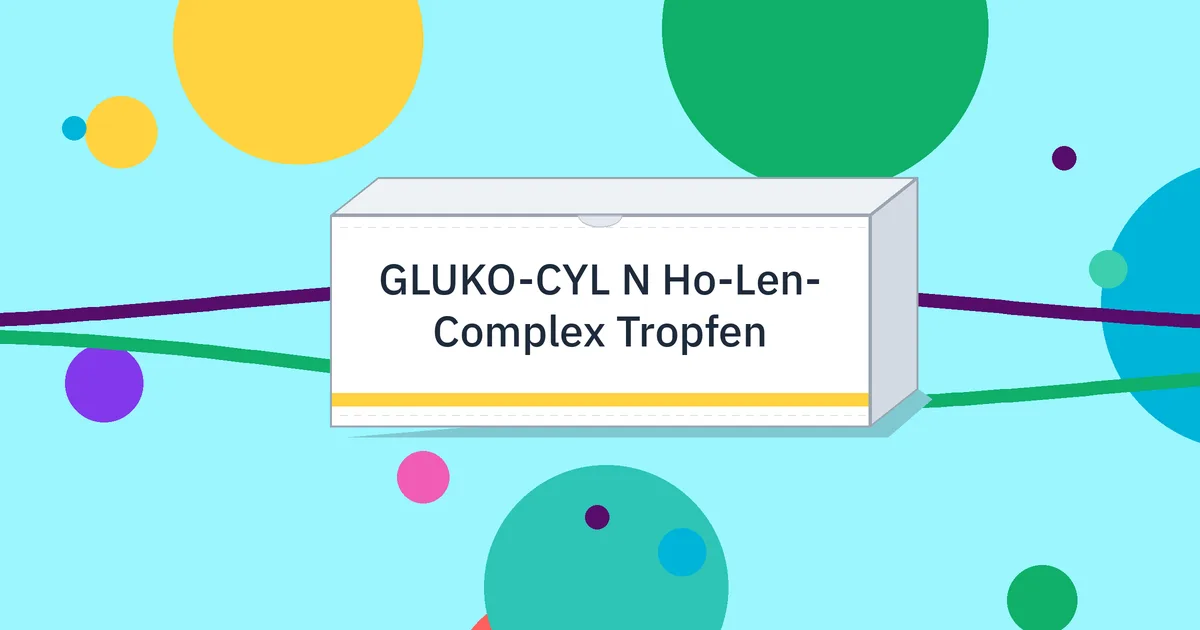Symbolbild: Packung mit der Aufschrift GLUKO-CYL N Ho-Len-Complex Tropfen (PZN 04953783) – Verfügbarkeit und Bezug in Apotheken in Frankfurt am Main