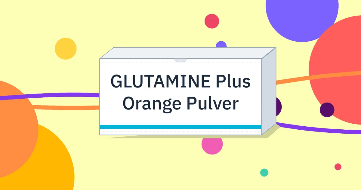 Symbolbild: Packung mit der Aufschrift GLUTAMINE Plus Orange Pulver (PZN 04664197) – Verfügbarkeit und Bezug in Apotheken in Frankfurt am Main