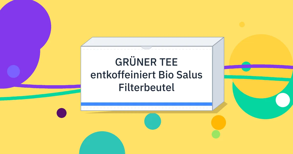 Symbolbild: Packung mit der Aufschrift GRÜNER TEE entkoffeiniert Bio Salus Filterbeutel (PZN 09002414) – Verfügbarkeit und Bezug in Apotheken in Frankfurt am Main