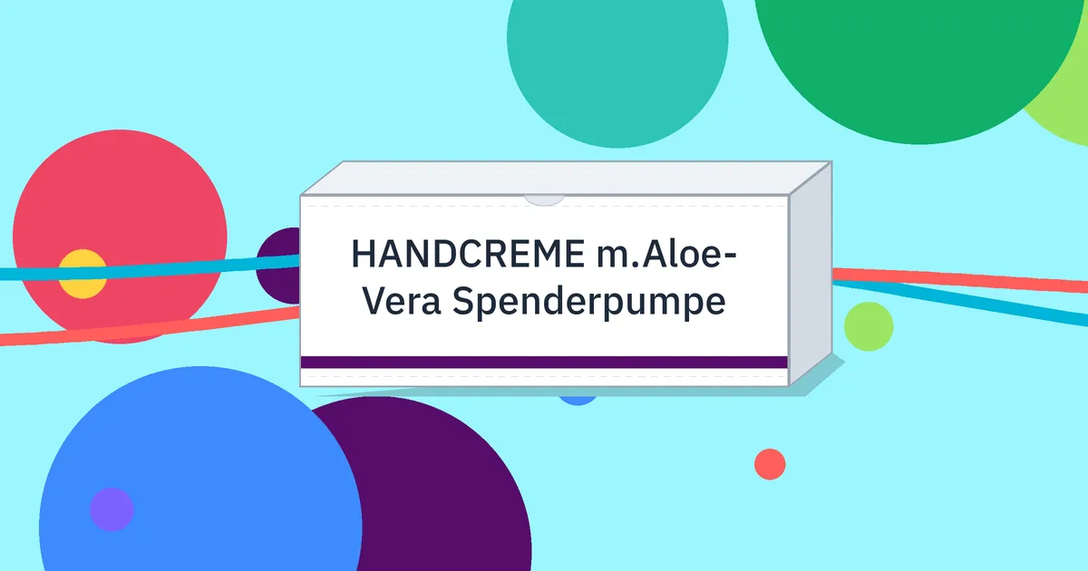 Symbolbild: Packung mit der Aufschrift HANDCREME m.Aloe-Vera Spenderpumpe (PZN 16687418) – Verfügbarkeit und Bezug in Apotheken in Frankfurt am Main