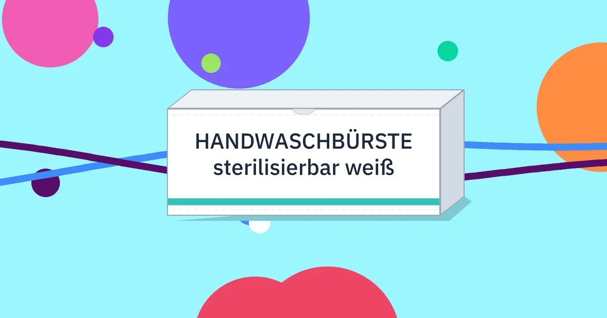 Symbolbild: Packung mit der Aufschrift HANDWASCHBÜRSTE sterilisierbar weiß (PZN 09308372) – Verfügbarkeit und Bezug in Apotheken in Frankfurt am Main