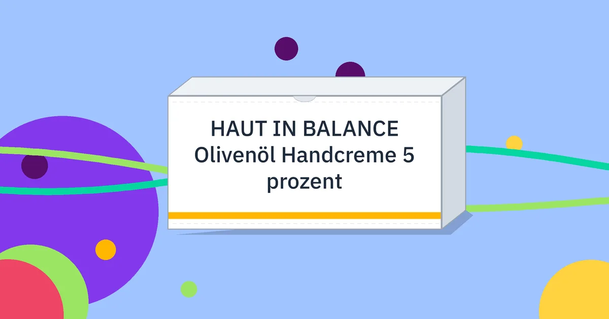 Symbolbild: Packung mit der Aufschrift HAUT IN BALANCE Olivenöl Handcreme 5 prozent (PZN 07371900) – Verfügbarkeit und Bezug in Apotheken in Frankfurt am Main
