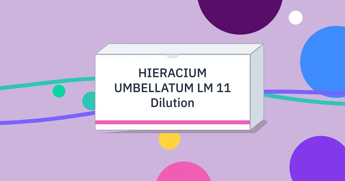 Symbolbild: Packung mit der Aufschrift HIERACIUM UMBELLATUM LM 11 Dilution (PZN 13553901) – Verfügbarkeit und Bezug in Apotheken in Frankfurt am Main