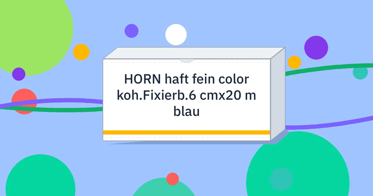 Symbolbild: Packung mit der Aufschrift HORN haft fein color koh.Fixierb.6 cmx20 m blau (PZN 03783557) – Verfügbarkeit und Bezug in Apotheken in Frankfurt am Main