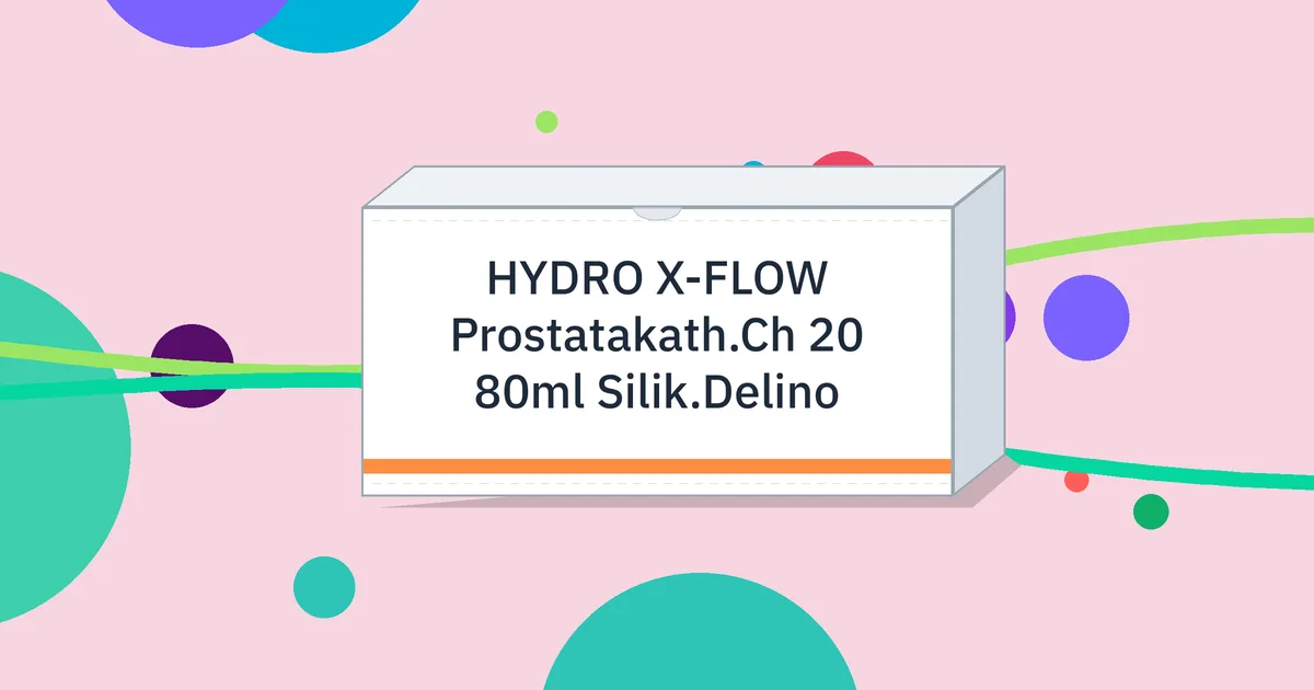 Symbolbild: Packung mit der Aufschrift HYDRO X-FLOW Prostatakath.Ch 20 80ml Silik.Delino (PZN 17508820) – Verfügbarkeit und Bezug in Apotheken in Frankfurt am Main