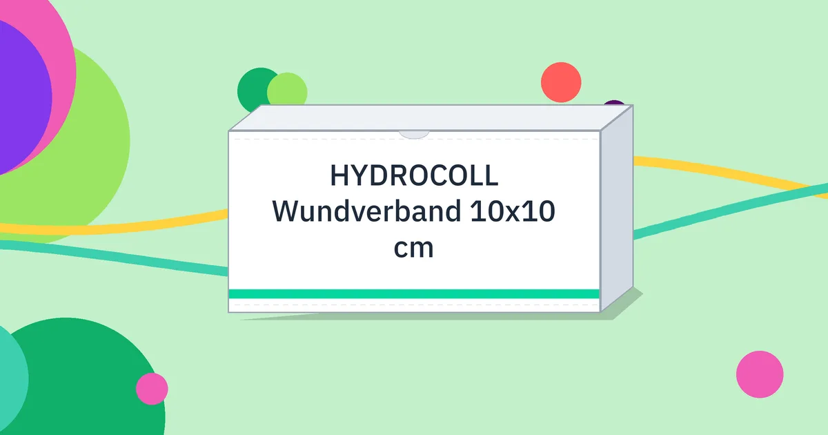 Symbolbild: Packung mit der Aufschrift HYDROCOLL Wundverband 10x10 cm (PZN 11190392) – Verfügbarkeit und Bezug in Apotheken in Frankfurt am Main