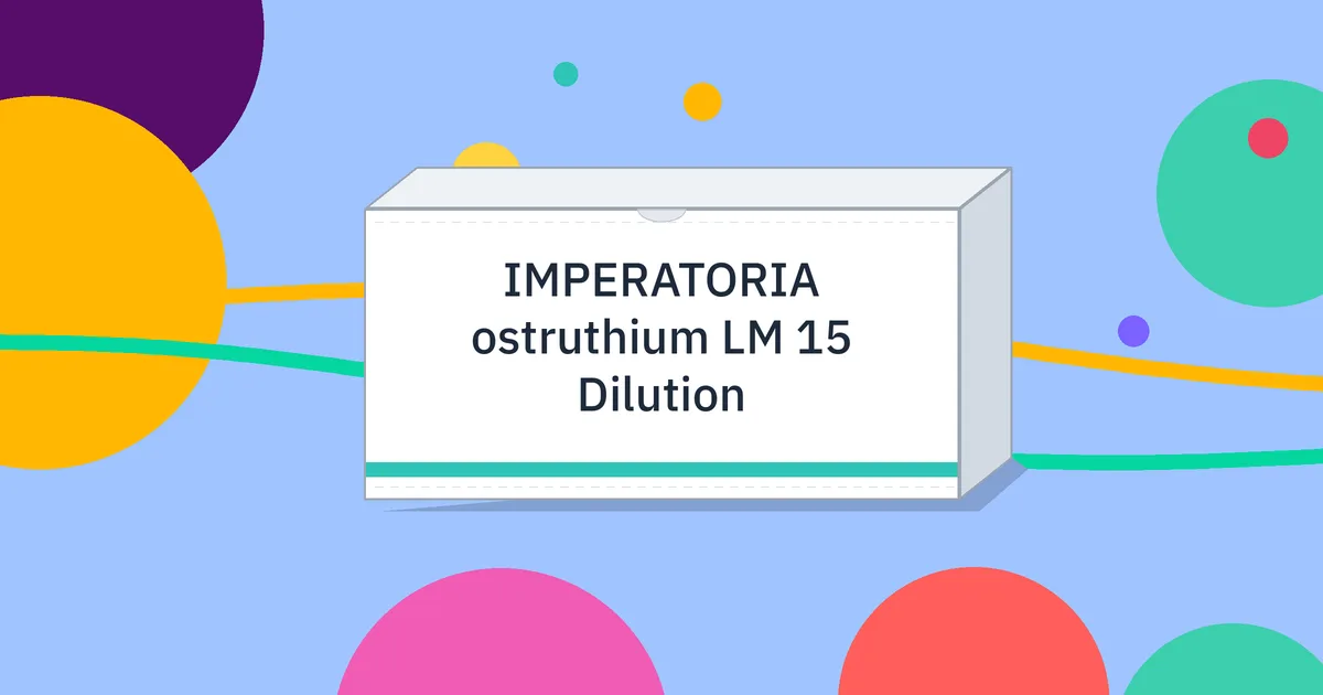 Symbolbild: Packung mit der Aufschrift IMPERATORIA ostruthium LM 15 Dilution (PZN 13559105) – Verfügbarkeit und Bezug in Apotheken in Frankfurt am Main