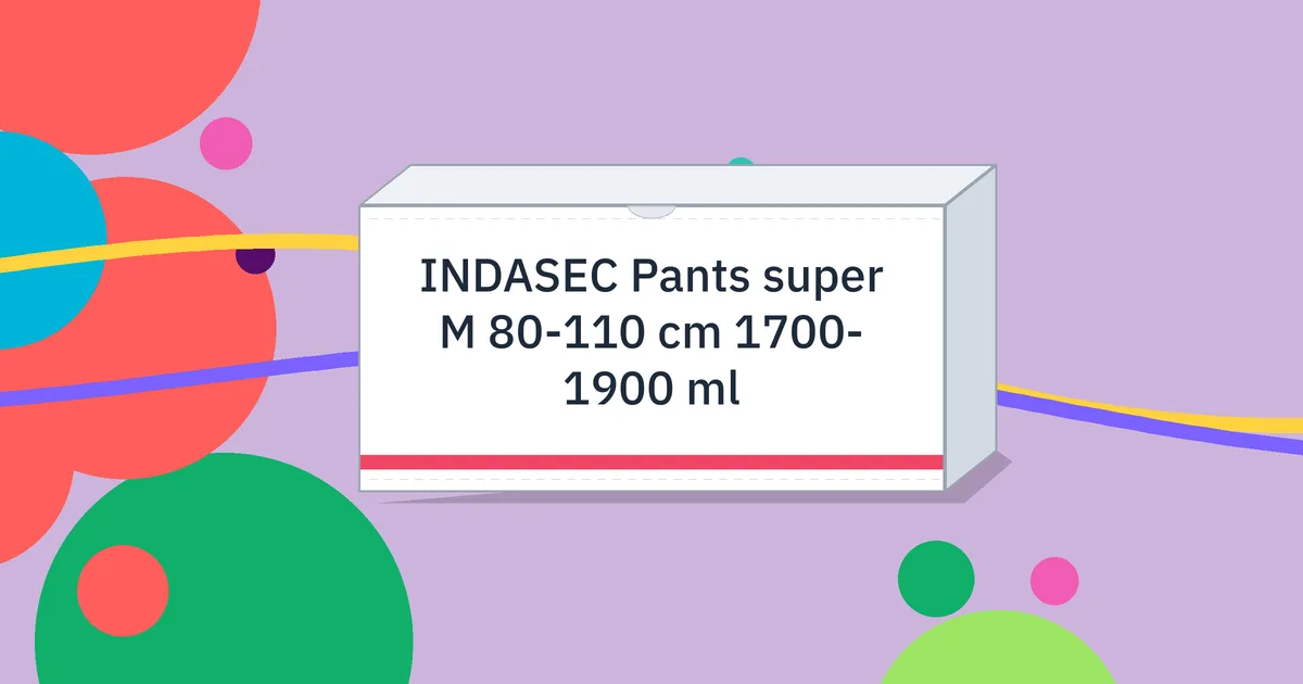 Symbolbild: Packung mit der Aufschrift INDASEC Pants super M 80-110 cm 1700-1900 ml (PZN 09922735) – Verfügbarkeit und Bezug in Apotheken in Frankfurt am Main
