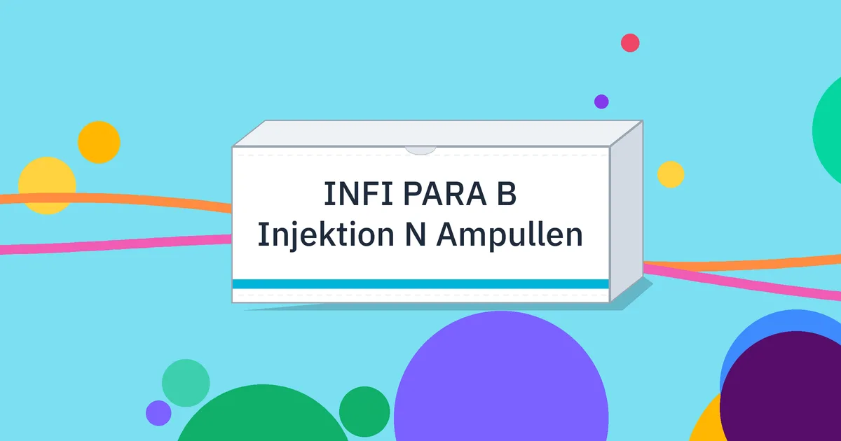 Symbolbild: Packung mit der Aufschrift INFI PARA B Injektion N Ampullen (PZN 00049101) – Verfügbarkeit und Bezug in Apotheken in Frankfurt am Main