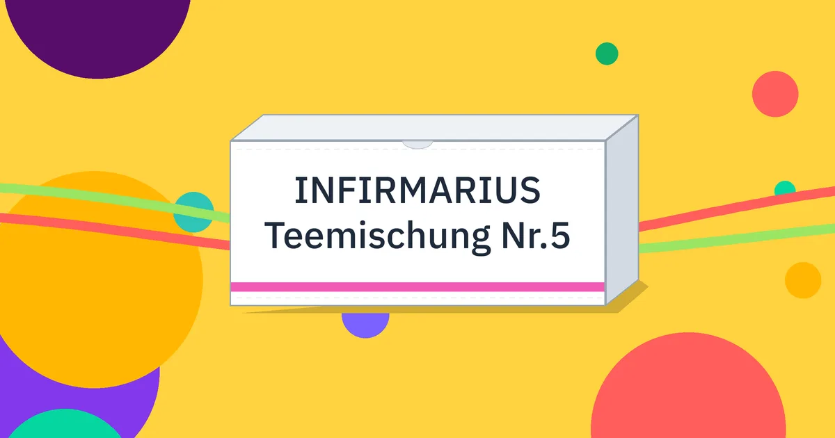 Symbolbild: Packung mit der Aufschrift INFIRMARIUS Teemischung Nr.5 (PZN 06629503) – Verfügbarkeit und Bezug in Apotheken in Frankfurt am Main