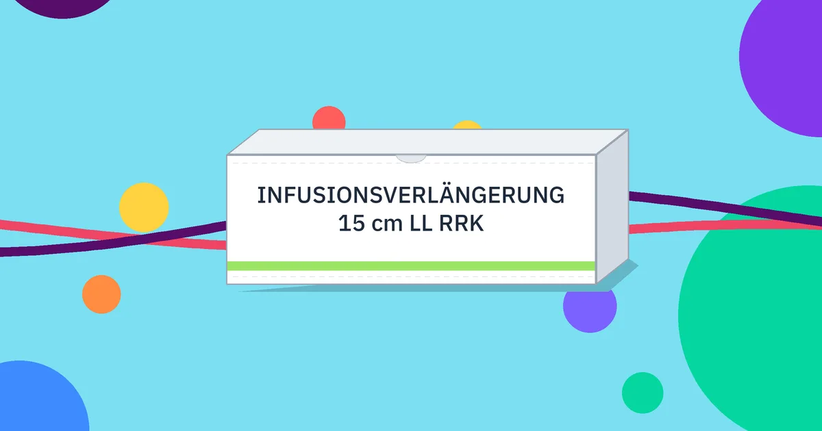 Symbolbild: Packung mit der Aufschrift INFUSIONSVERLÄNGERUNG 15 cm LL RRK (PZN 17486923) – Verfügbarkeit und Bezug in Apotheken in Frankfurt am Main