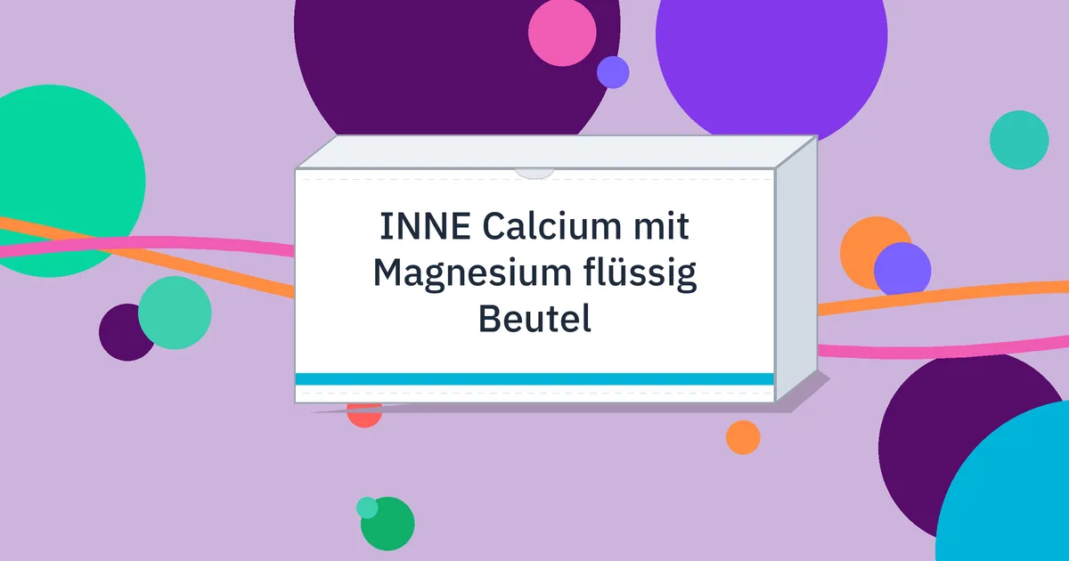 Symbolbild: Packung mit der Aufschrift INNE Calcium mit Magnesium flüssig Beutel (PZN 20652839) – Verfügbarkeit und Bezug in Apotheken in Frankfurt am Main