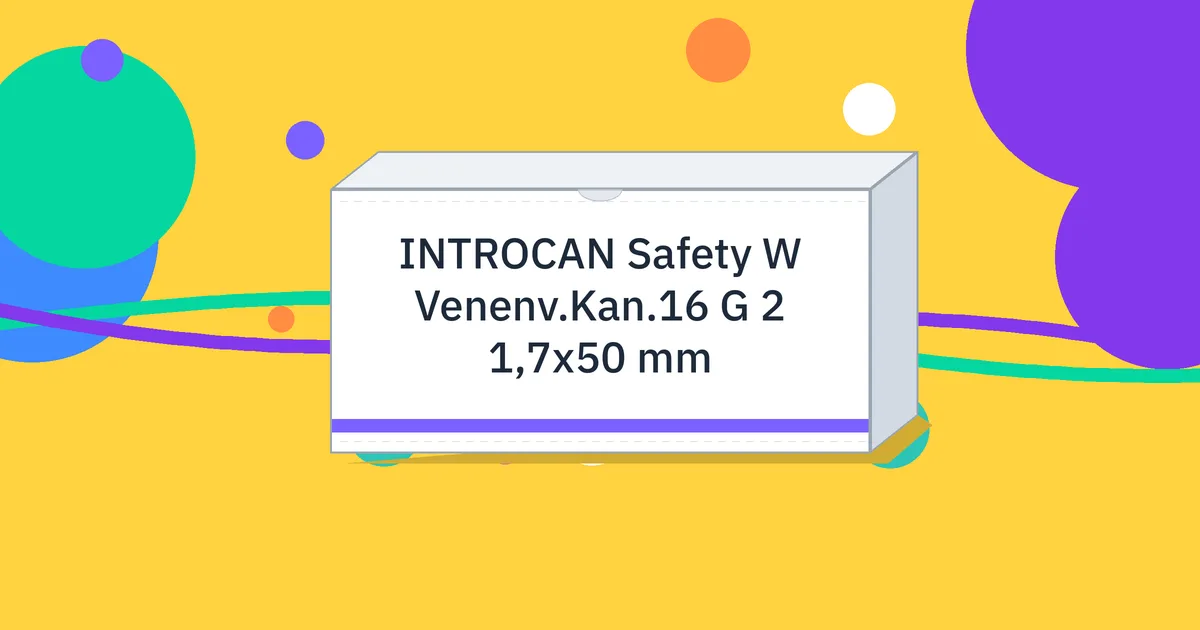 Symbolbild: Packung mit der Aufschrift INTROCAN Safety W Venenv.Kan.16 G 2 1,7x50 mm (PZN 19527508) – Verfügbarkeit und Bezug in Apotheken in Frankfurt am Main