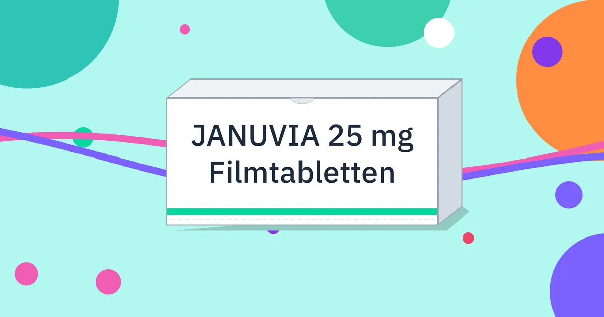 Symbolbild: Packung mit der Aufschrift JANUVIA 25 mg Filmtabletten (PZN 00814642) – Verfügbarkeit und Bezug in Apotheken in Frankfurt am Main