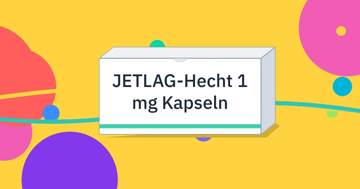 Symbolbild: Packung mit der Aufschrift JETLAG-Hecht 1 mg Kapseln (PZN 09919182) – Verfügbarkeit und Bezug in Apotheken in Frankfurt am Main