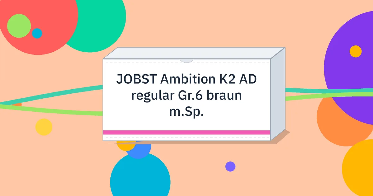 Symbolbild: Packung mit der Aufschrift JOBST Ambition K2 AD regular Gr.6 braun m.Sp. (PZN 11020951) – Verfügbarkeit und Bezug in Apotheken in Frankfurt am Main