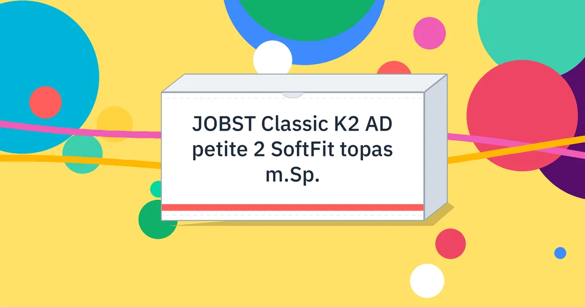 Symbolbild: Packung mit der Aufschrift JOBST Classic K2 AD petite 2 SoftFit topas m.Sp. (PZN 14222715) – Verfügbarkeit und Bezug in Apotheken in Frankfurt am Main