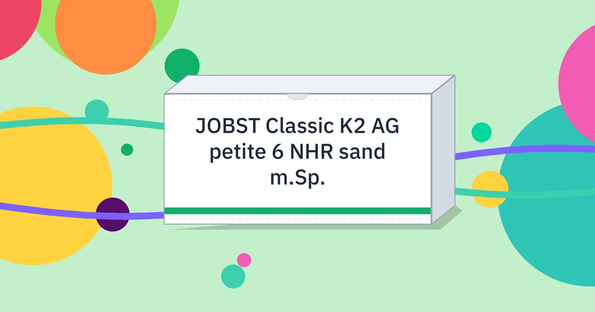 Symbolbild: Packung mit der Aufschrift JOBST Classic K2 AG petite 6 NHR sand m.Sp. (PZN 11273830) – Verfügbarkeit und Bezug in Apotheken in Frankfurt am Main