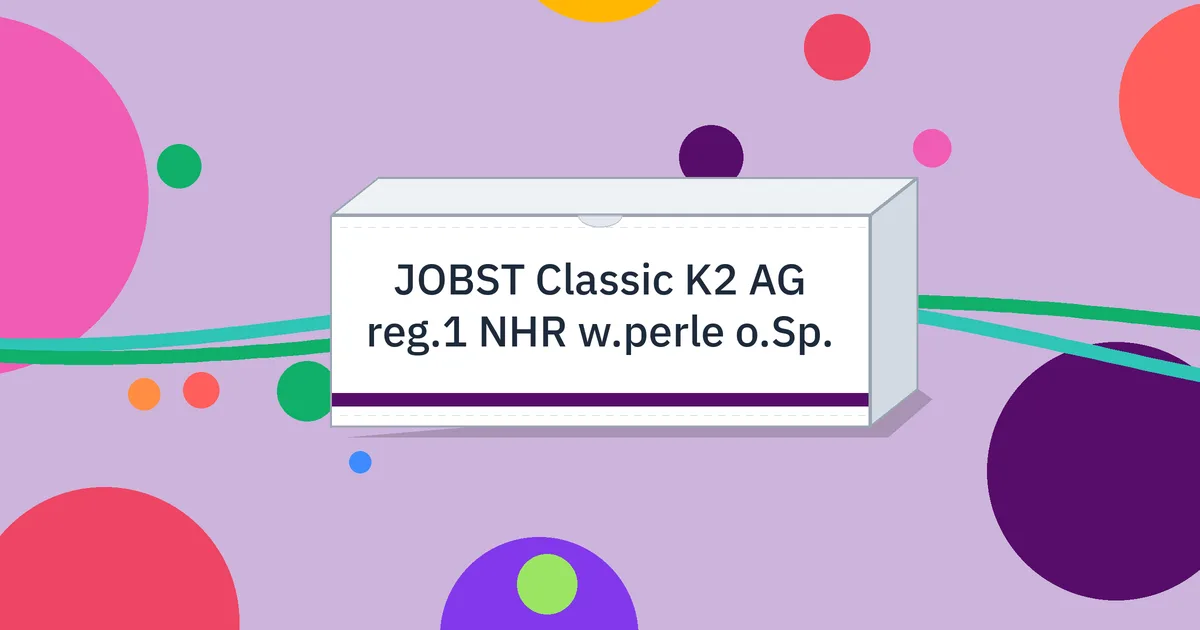 Symbolbild: Packung mit der Aufschrift JOBST Classic K2 AG reg.1 NHR w.perle o.Sp. (PZN 11272003) – Verfügbarkeit und Bezug in Apotheken in Frankfurt am Main