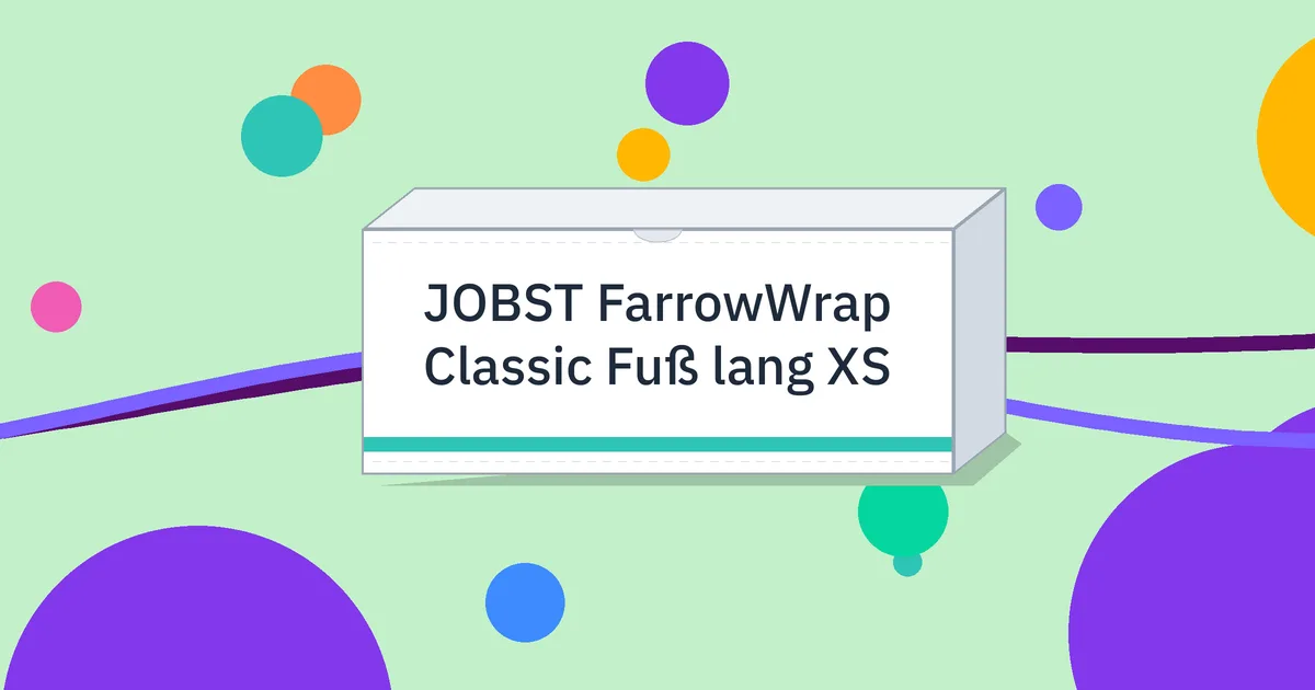 Symbolbild: Packung mit der Aufschrift JOBST FarrowWrap Classic Fuß lang XS (PZN 13869484) – Verfügbarkeit und Bezug in Apotheken in Frankfurt am Main