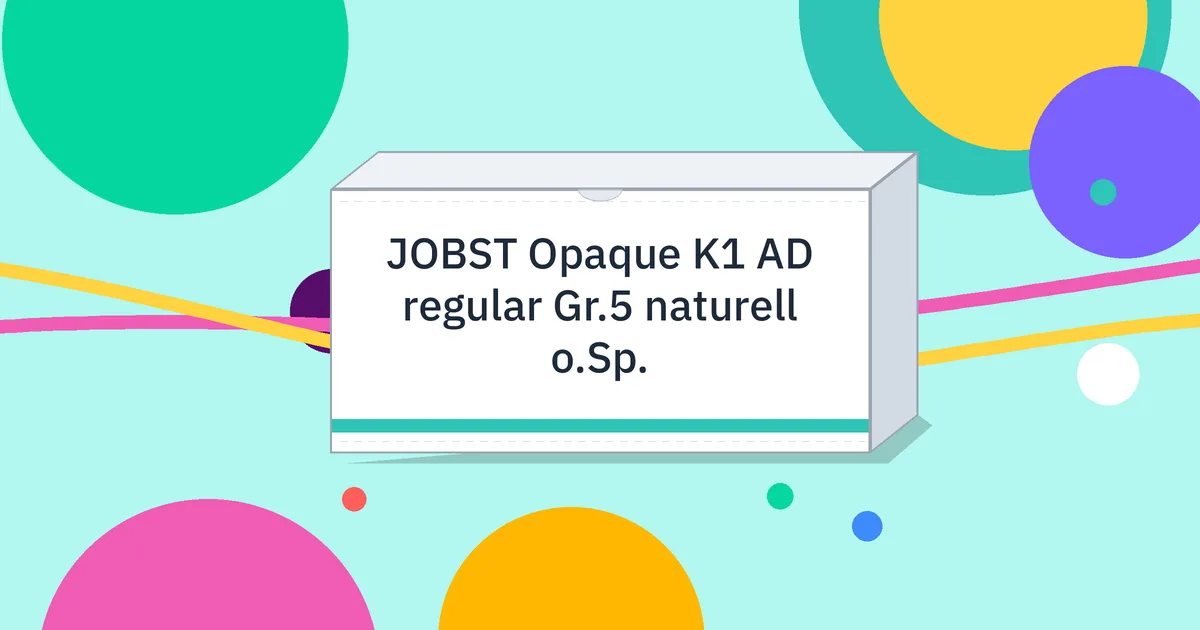 Symbolbild: Packung mit der Aufschrift JOBST Opaque K1 AD regular Gr.5 naturell o.Sp. (PZN 13082809) – Verfügbarkeit und Bezug in Apotheken in Frankfurt am Main