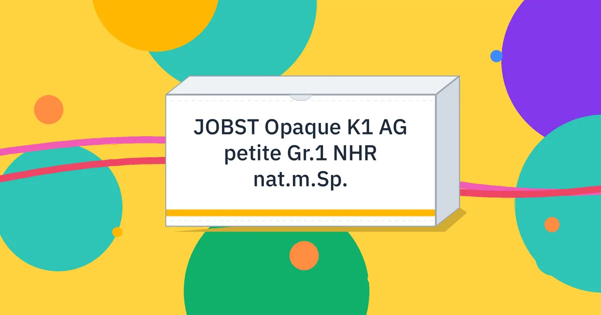 Symbolbild: Packung mit der Aufschrift JOBST Opaque K1 AG petite Gr.1 NHR nat.m.Sp. (PZN 13084518) – Verfügbarkeit und Bezug in Apotheken in Frankfurt am Main