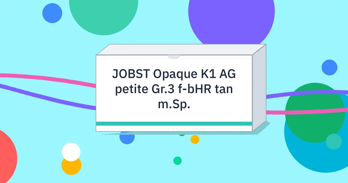 Symbolbild: Packung mit der Aufschrift JOBST Opaque K1 AG petite Gr.3 f-bHR tan m.Sp. (PZN 16269603) – Verfügbarkeit und Bezug in Apotheken in Frankfurt am Main