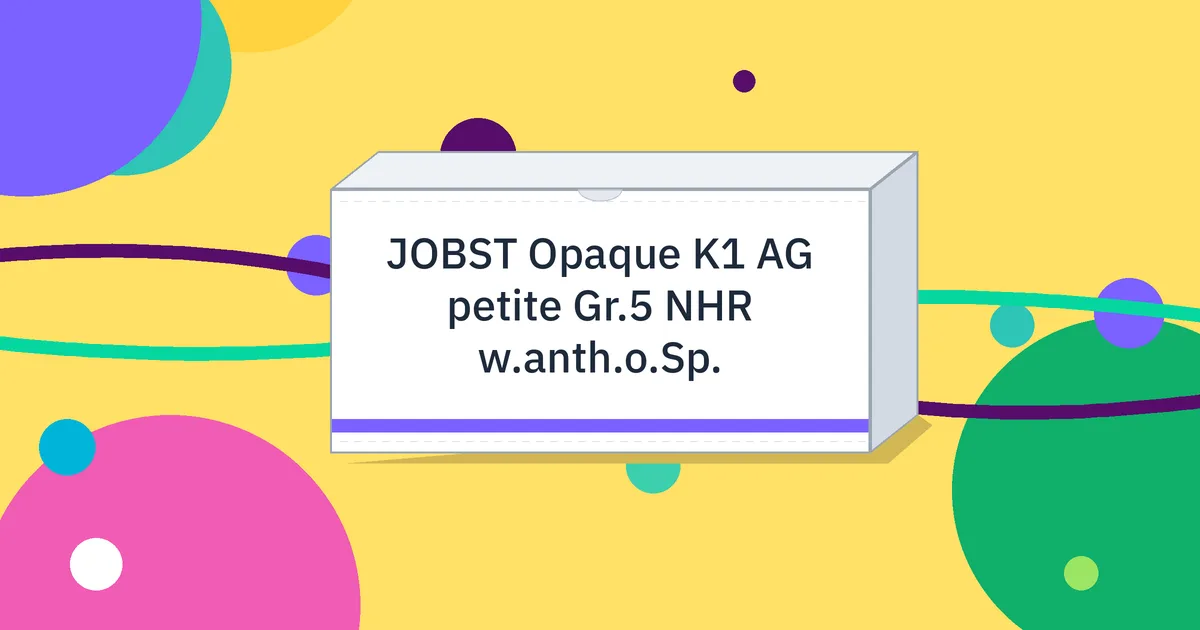 Symbolbild: Packung mit der Aufschrift JOBST Opaque K1 AG petite Gr.5 NHR w.anth.o.Sp. (PZN 16271764) – Verfügbarkeit und Bezug in Apotheken in Frankfurt am Main