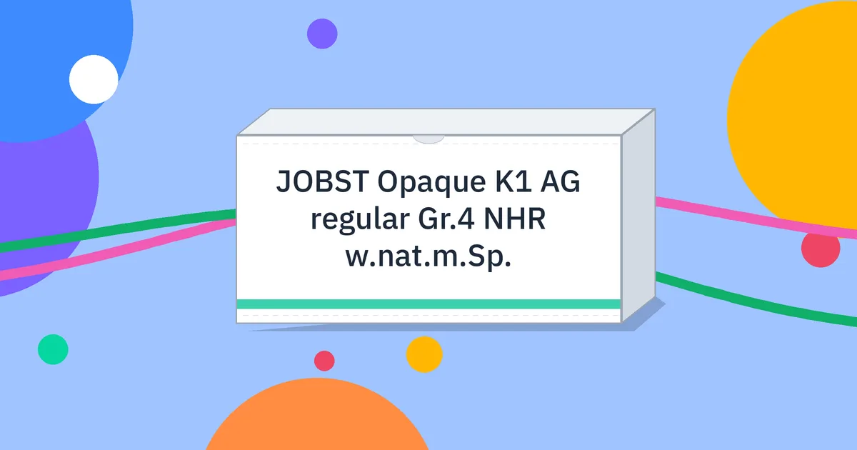 Symbolbild: Packung mit der Aufschrift JOBST Opaque K1 AG regular Gr.4 NHR w.nat.m.Sp. (PZN 13092073) – Verfügbarkeit und Bezug in Apotheken in Frankfurt am Main
