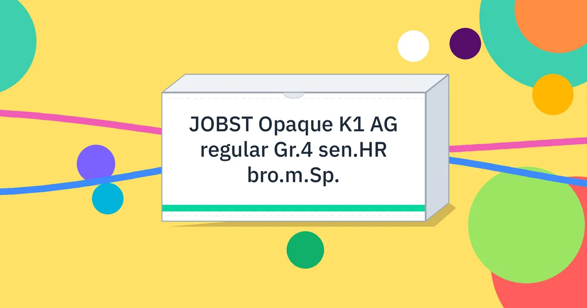 Symbolbild: Packung mit der Aufschrift JOBST Opaque K1 AG regular Gr.4 sen.HR bro.m.Sp. (PZN 13092363) – Verfügbarkeit und Bezug in Apotheken in Frankfurt am Main