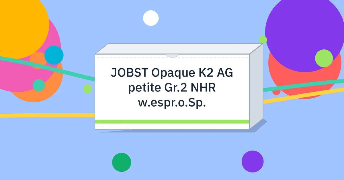 Symbolbild: Packung mit der Aufschrift JOBST Opaque K2 AG petite Gr.2 NHR w.espr.o.Sp. (PZN 16285789) – Verfügbarkeit und Bezug in Apotheken in Frankfurt am Main