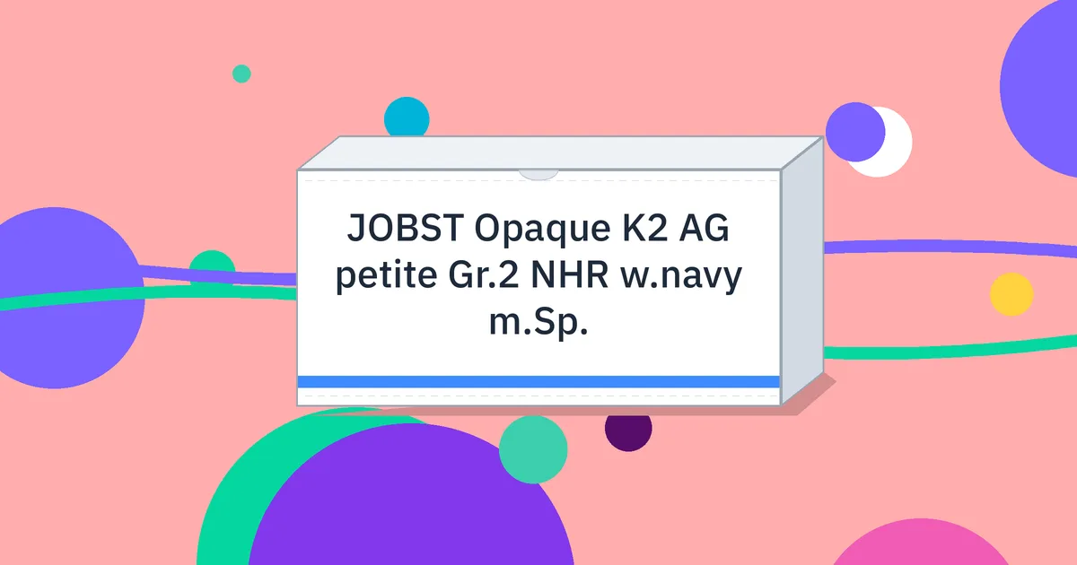 Symbolbild: Packung mit der Aufschrift JOBST Opaque K2 AG petite Gr.2 NHR w.navy m.Sp. (PZN 13112574) – Verfügbarkeit und Bezug in Apotheken in Frankfurt am Main