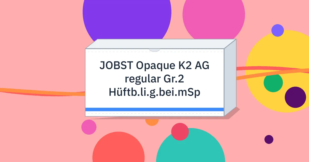 Symbolbild: Packung mit der Aufschrift JOBST Opaque K2 AG regular Gr.2 Hüftb.li.g.bei.mSp (PZN 16286866) – Verfügbarkeit und Bezug in Apotheken in Frankfurt am Main