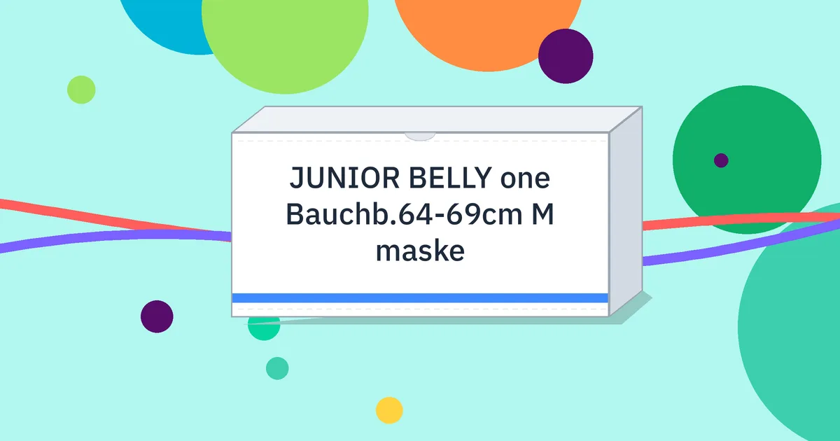 Symbolbild: Packung mit der Aufschrift JUNIOR BELLY one Bauchb.64-69cm M maske (PZN 16537943) – Verfügbarkeit und Bezug in Apotheken in Frankfurt am Main
