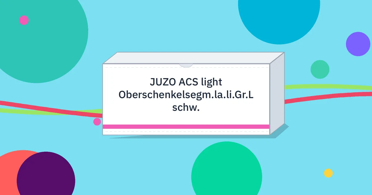 Symbolbild: Packung mit der Aufschrift JUZO ACS light Oberschenkelsegm.la.li.Gr.L schw. (PZN 13575920) – Verfügbarkeit und Bezug in Apotheken in Frankfurt am Main