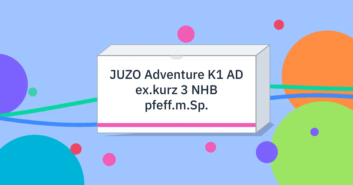 Symbolbild: Packung mit der Aufschrift JUZO Adventure K1 AD ex.kurz 3 NHB pfeff.m.Sp. (PZN 14975573) – Verfügbarkeit und Bezug in Apotheken in Frankfurt am Main