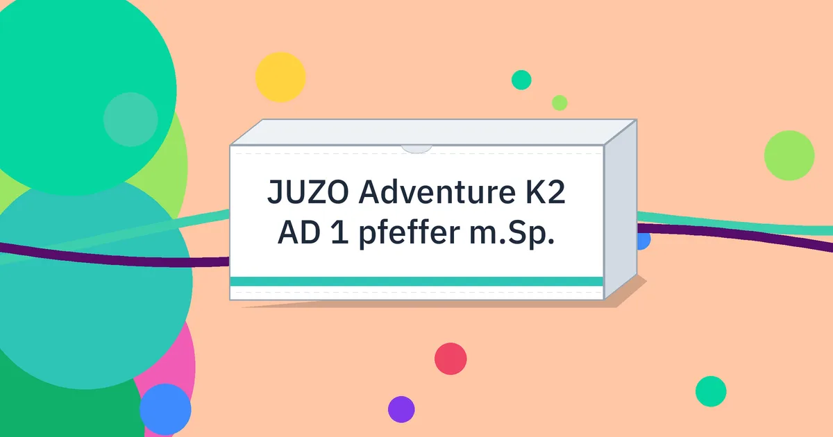 Symbolbild: Packung mit der Aufschrift JUZO Adventure K2 AD 1 pfeffer m.Sp. (PZN 14972801) – Verfügbarkeit und Bezug in Apotheken in Frankfurt am Main