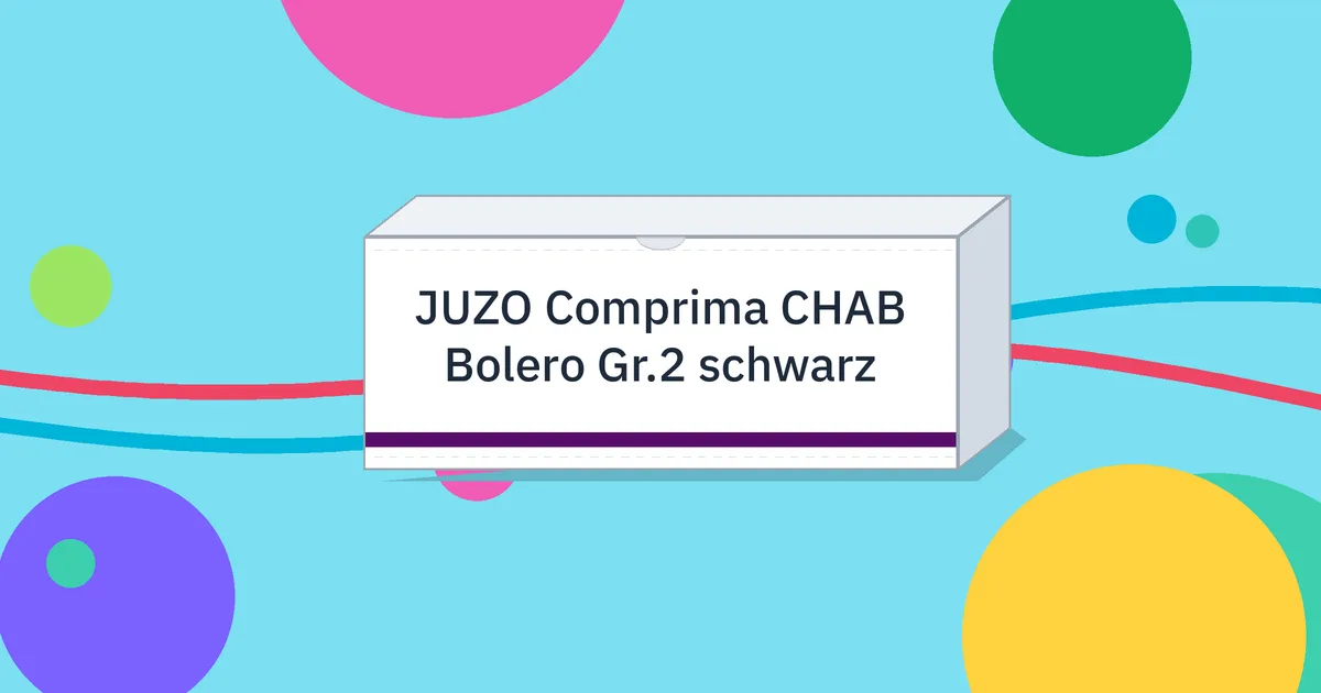 Symbolbild: Packung mit der Aufschrift JUZO Comprima CHAB Bolero Gr.2 schwarz (PZN 20781896) – Verfügbarkeit und Bezug in Apotheken in Frankfurt am Main