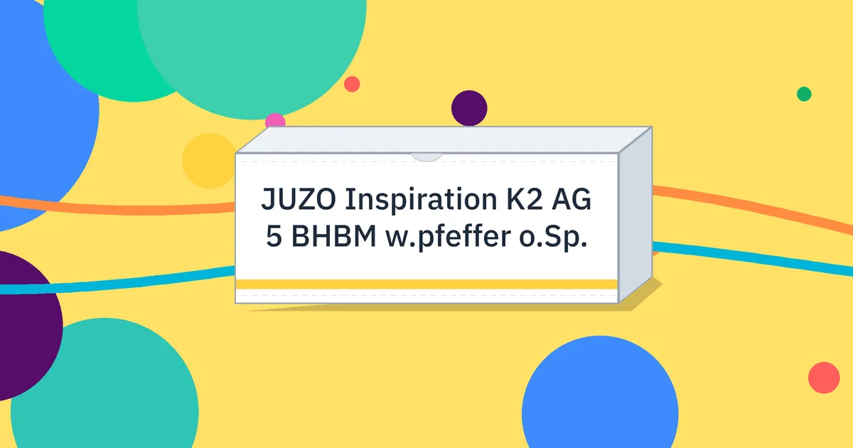 Symbolbild: Packung mit der Aufschrift JUZO Inspiration K2 AG 5 BHBM w.pfeffer o.Sp. (PZN 14884468) – Verfügbarkeit und Bezug in Apotheken in Frankfurt am Main
