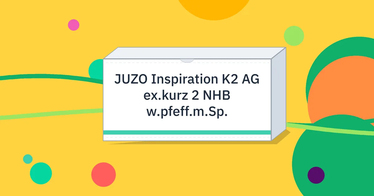 Symbolbild: Packung mit der Aufschrift JUZO Inspiration K2 AG ex.kurz 2 NHB w.pfeff.m.Sp. (PZN 14962501) – Verfügbarkeit und Bezug in Apotheken in Frankfurt am Main