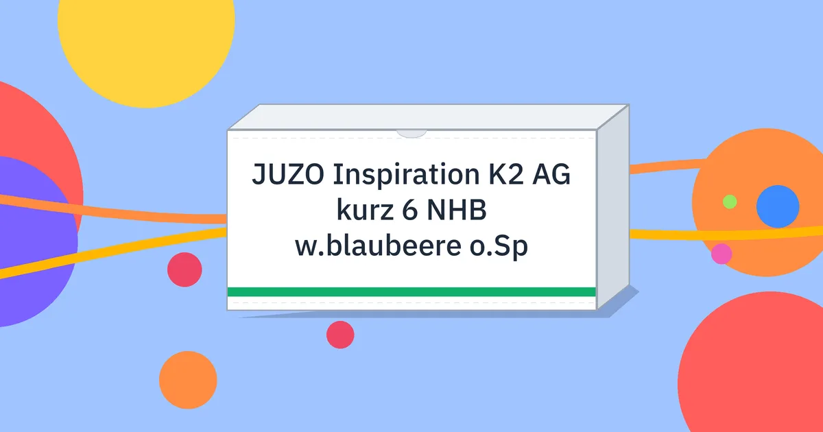Symbolbild: Packung mit der Aufschrift JUZO Inspiration K2 AG kurz 6 NHB w.blaubeere o.Sp (PZN 14950248) – Verfügbarkeit und Bezug in Apotheken in Frankfurt am Main