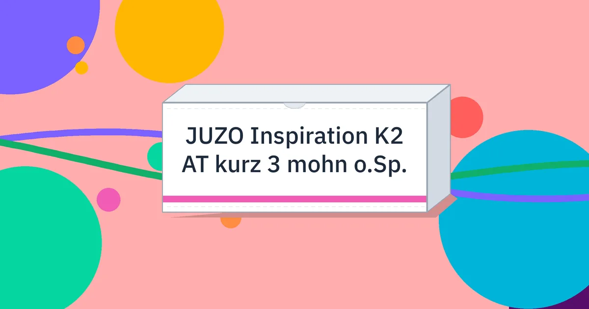 Symbolbild: Packung mit der Aufschrift JUZO Inspiration K2 AT kurz 3 mohn o.Sp. (PZN 14930990) – Verfügbarkeit und Bezug in Apotheken in Frankfurt am Main