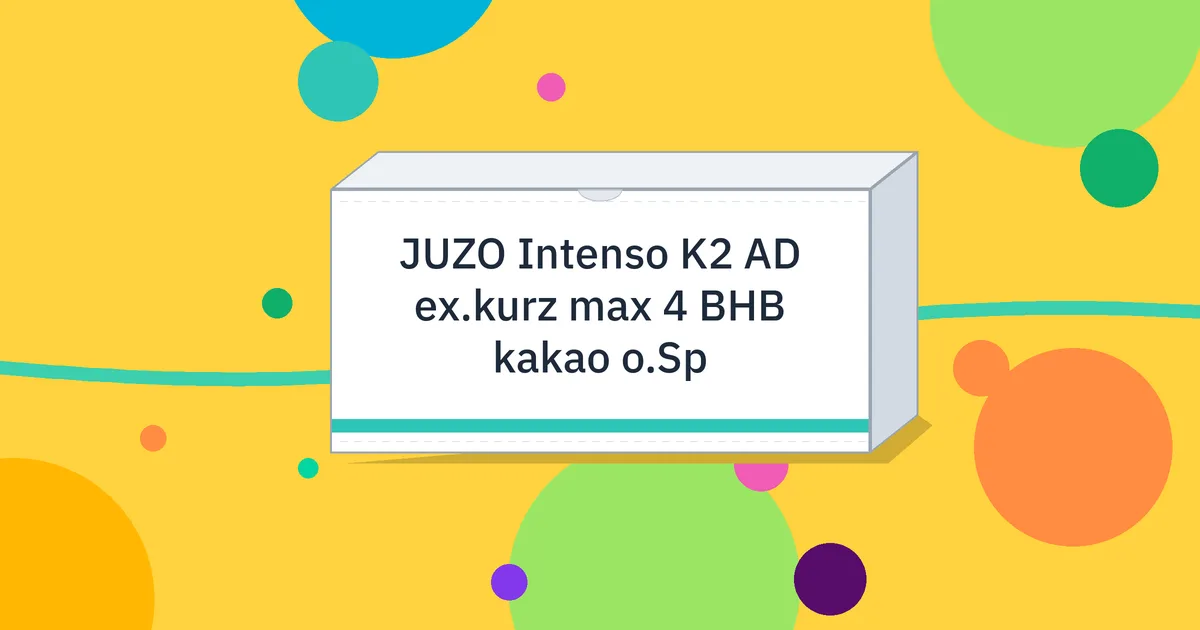 Symbolbild: Packung mit der Aufschrift JUZO Intenso K2 AD ex.kurz max 4 BHB kakao o.Sp (PZN 18624735) – Verfügbarkeit und Bezug in Apotheken in Frankfurt am Main