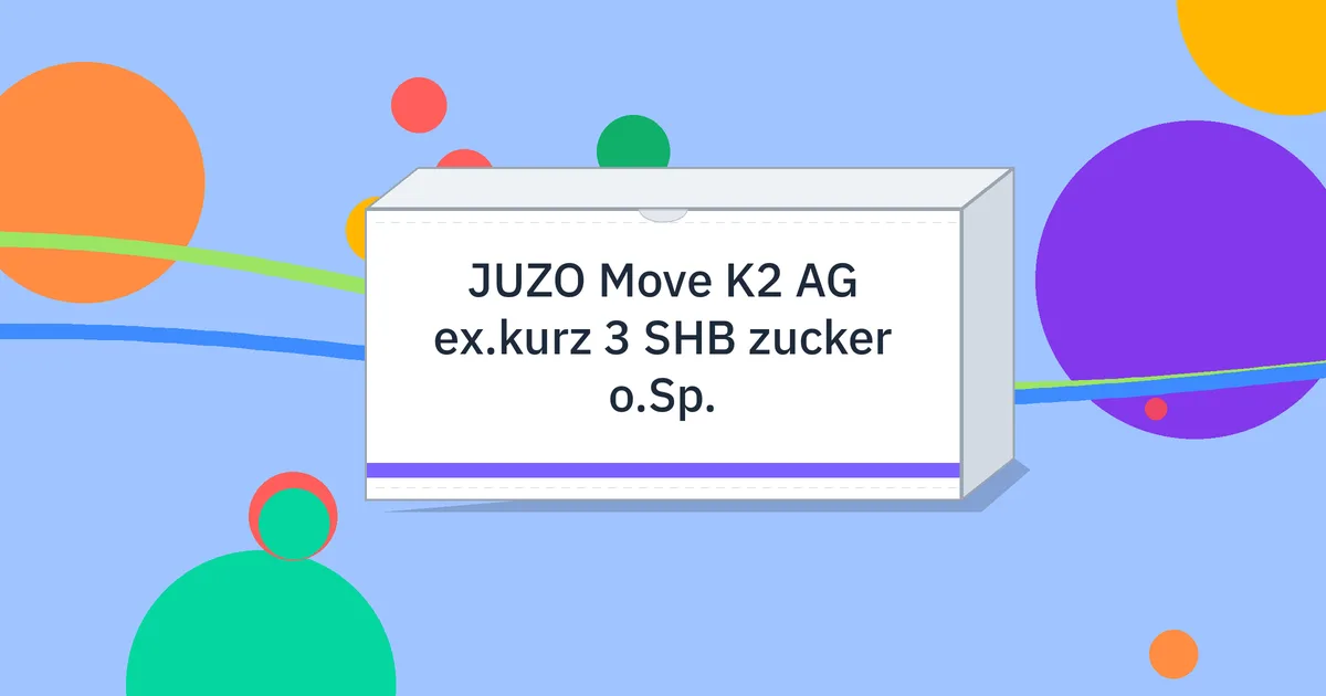Symbolbild: Packung mit der Aufschrift JUZO Move K2 AG ex.kurz 3 SHB zucker o.Sp. (PZN 18533754) – Verfügbarkeit und Bezug in Apotheken in Frankfurt am Main