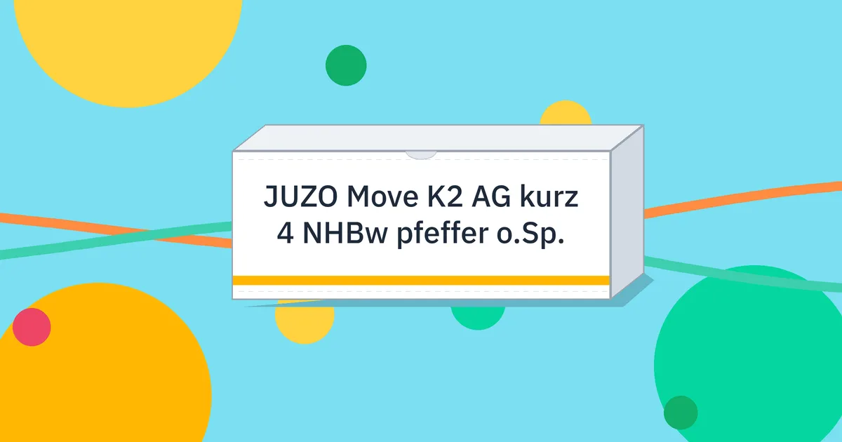 Symbolbild: Packung mit der Aufschrift JUZO Move K2 AG kurz 4 NHBw pfeffer o.Sp. (PZN 16641333) – Verfügbarkeit und Bezug in Apotheken in Frankfurt am Main