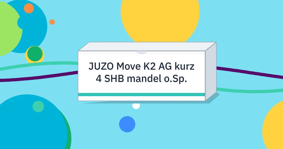 Symbolbild: Packung mit der Aufschrift JUZO Move K2 AG kurz 4 SHB mandel o.Sp. (PZN 16651768) – Verfügbarkeit und Bezug in Apotheken in Frankfurt am Main